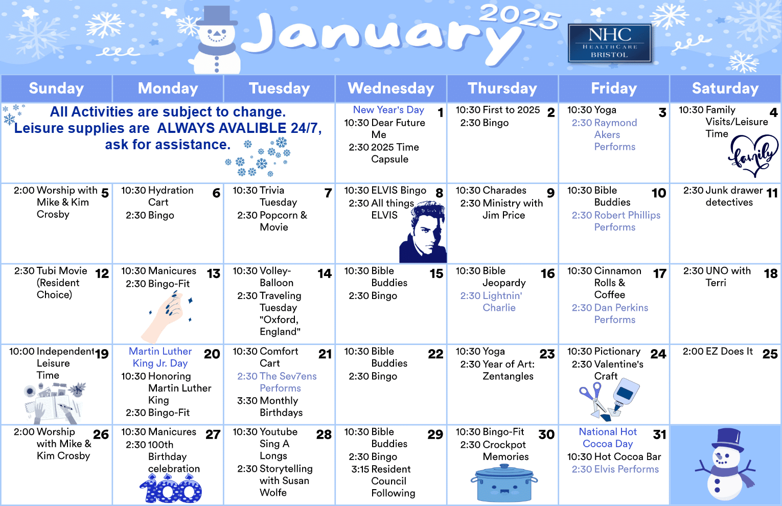Bristol January Family Newsletter & Activity Calendar - NHCCare.com