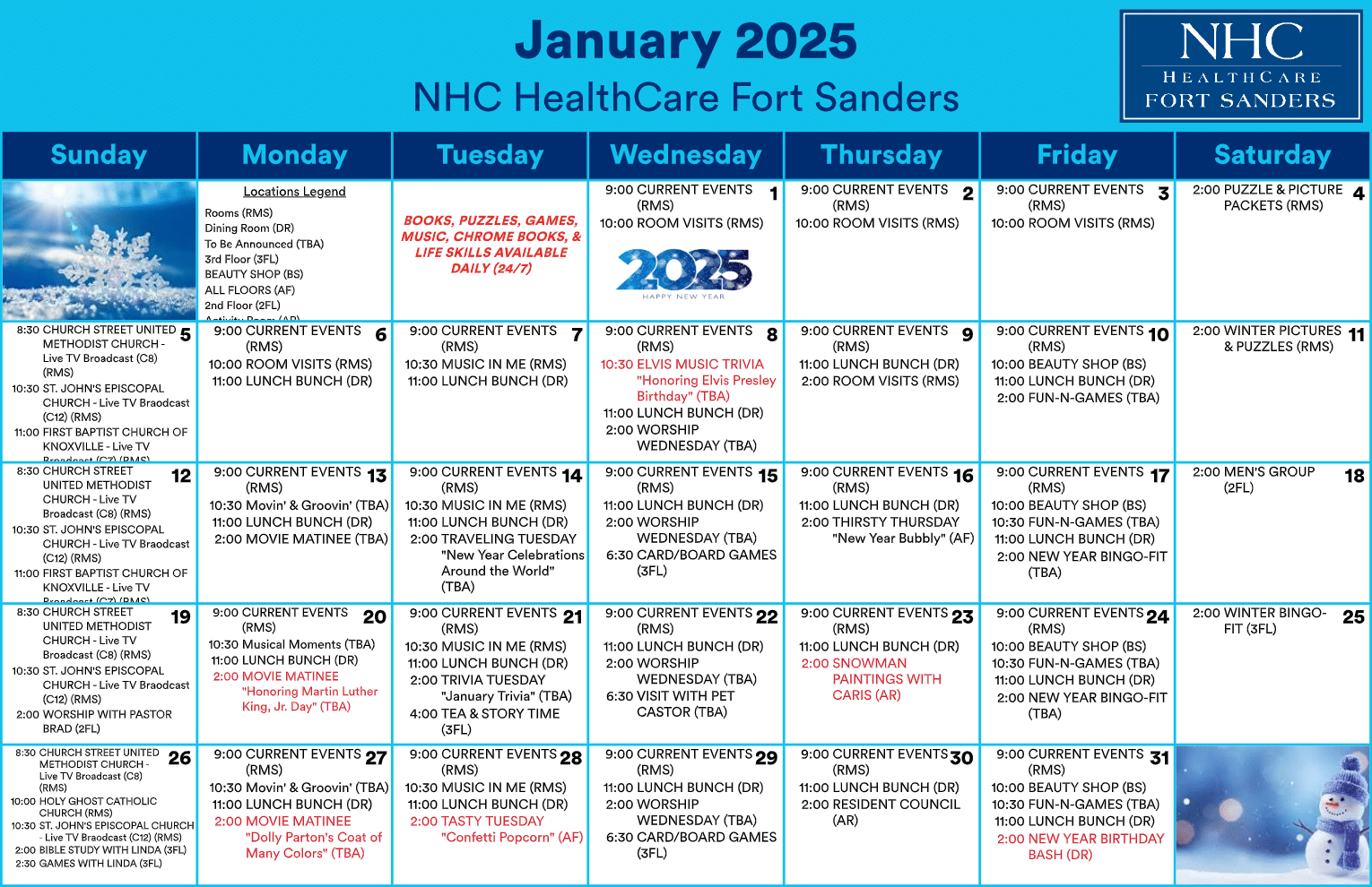 Fort Sanders January Family Newsletter & Activity Calendar - NHCCare.com