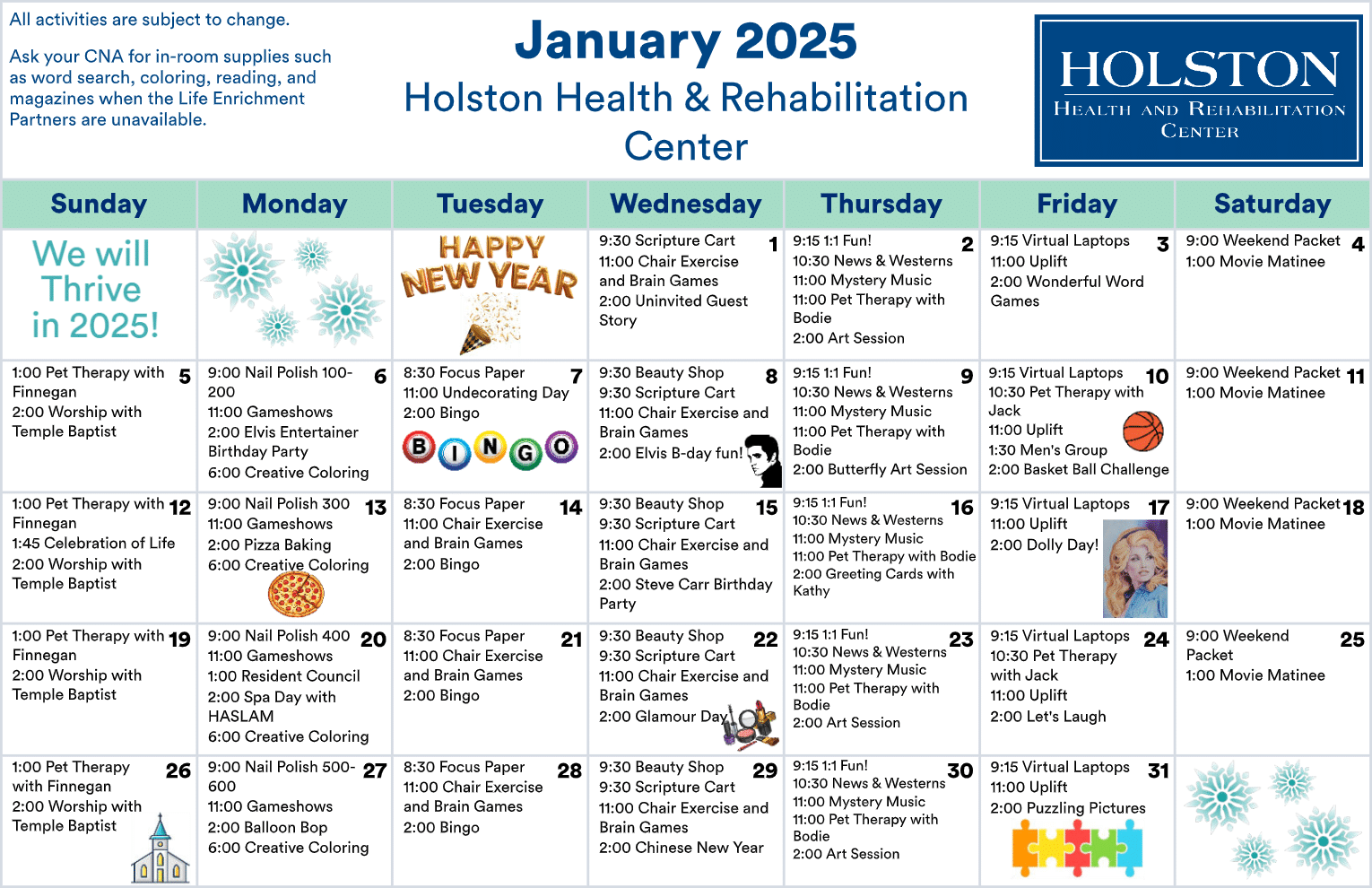 Holston January Family Newsletter & Activity Calendar - NHCCare.com