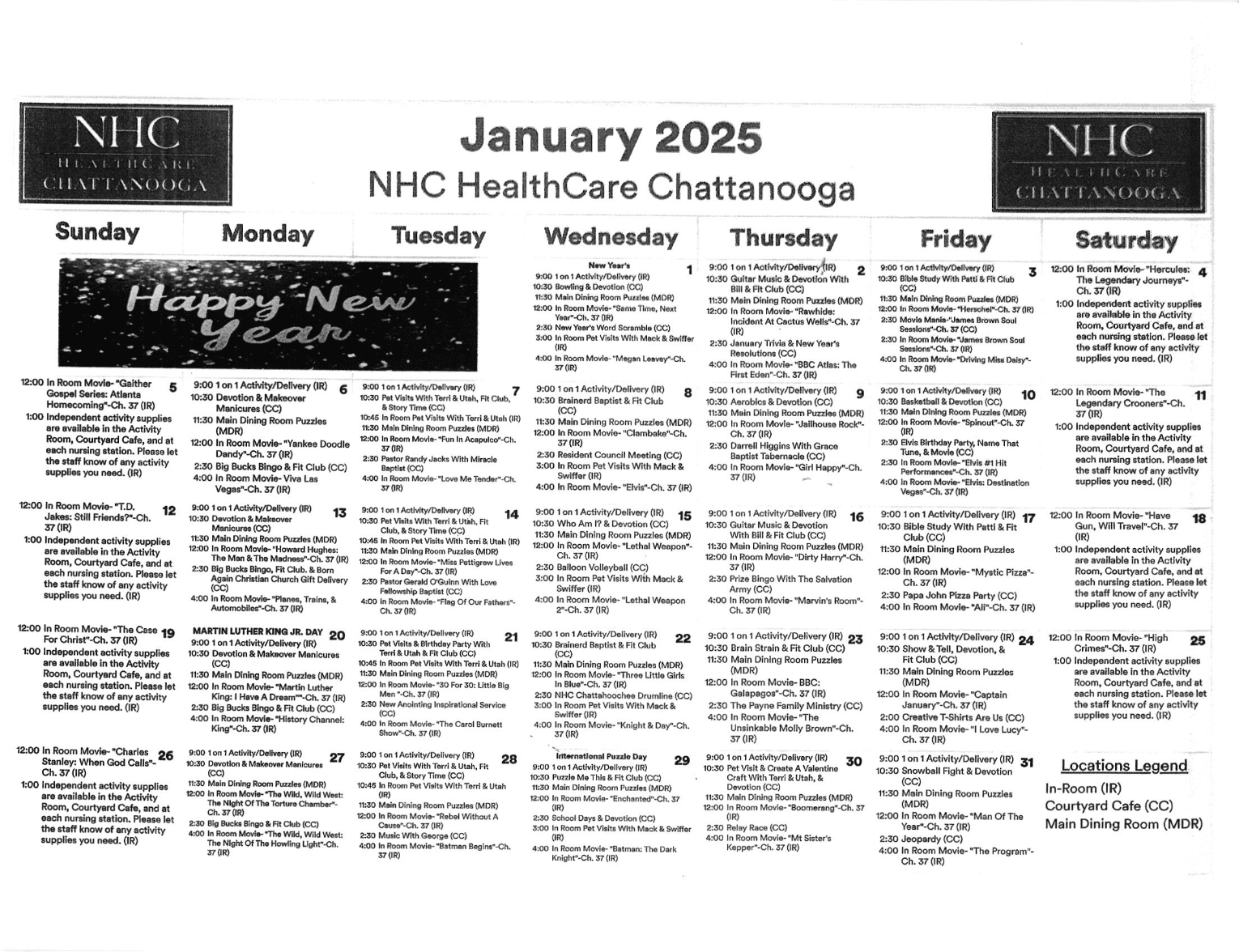 NHC Chattanooga January Activity Calendar - NHCCare.com