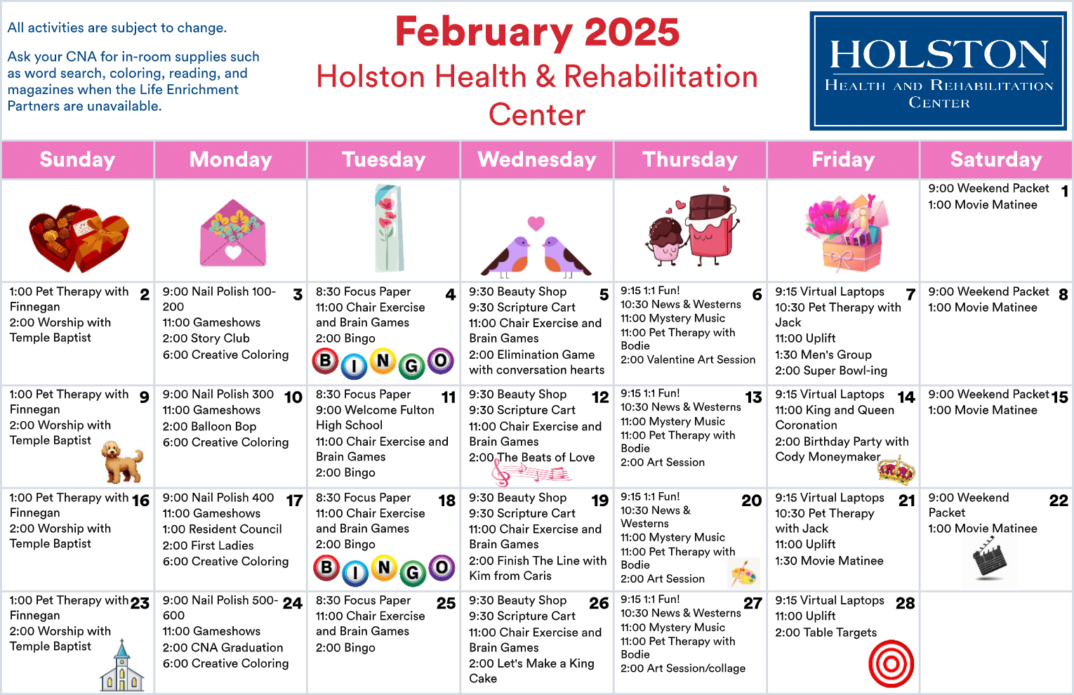 Holston February Family Newsletter & Activity Calendar - NHCCare.com