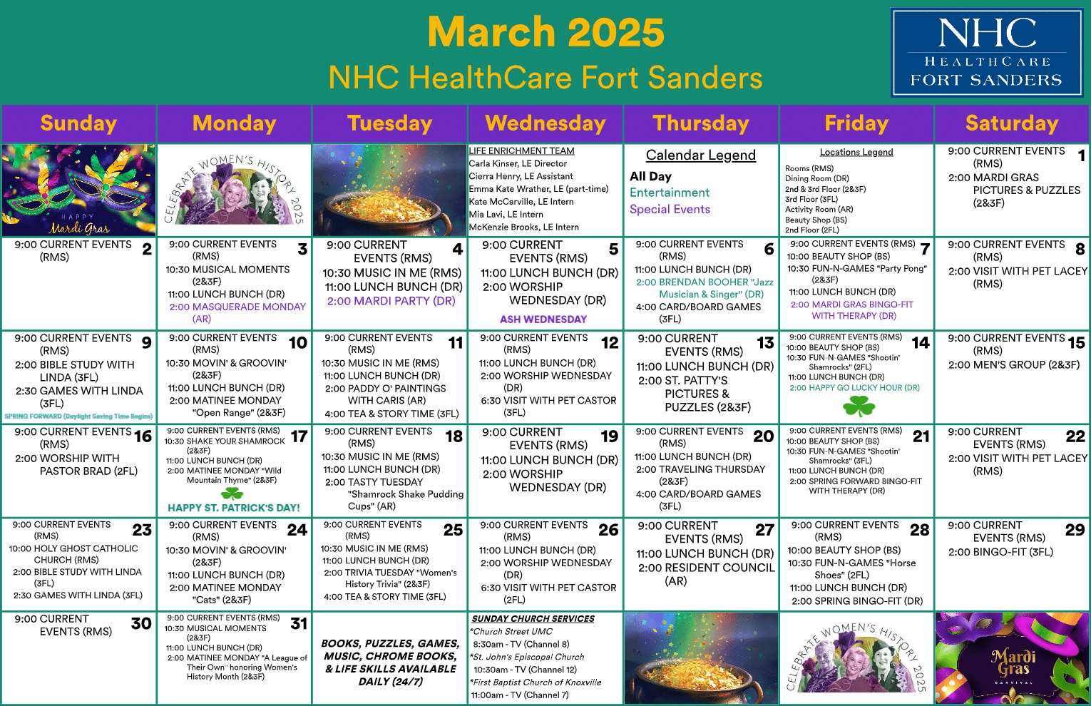 Fort Sanders March Family Newsletter & Activity Calendar - NHCCare.com
