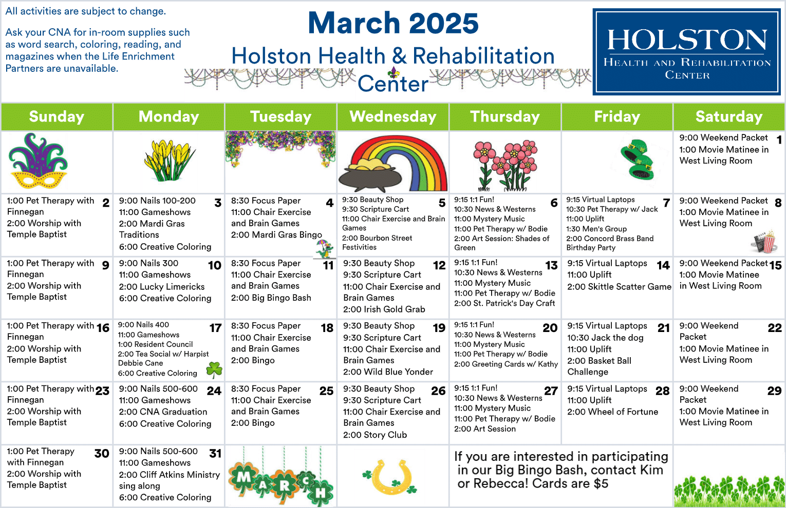 Holston March Family Newsletter & Activity Calendar - NHCCare.com