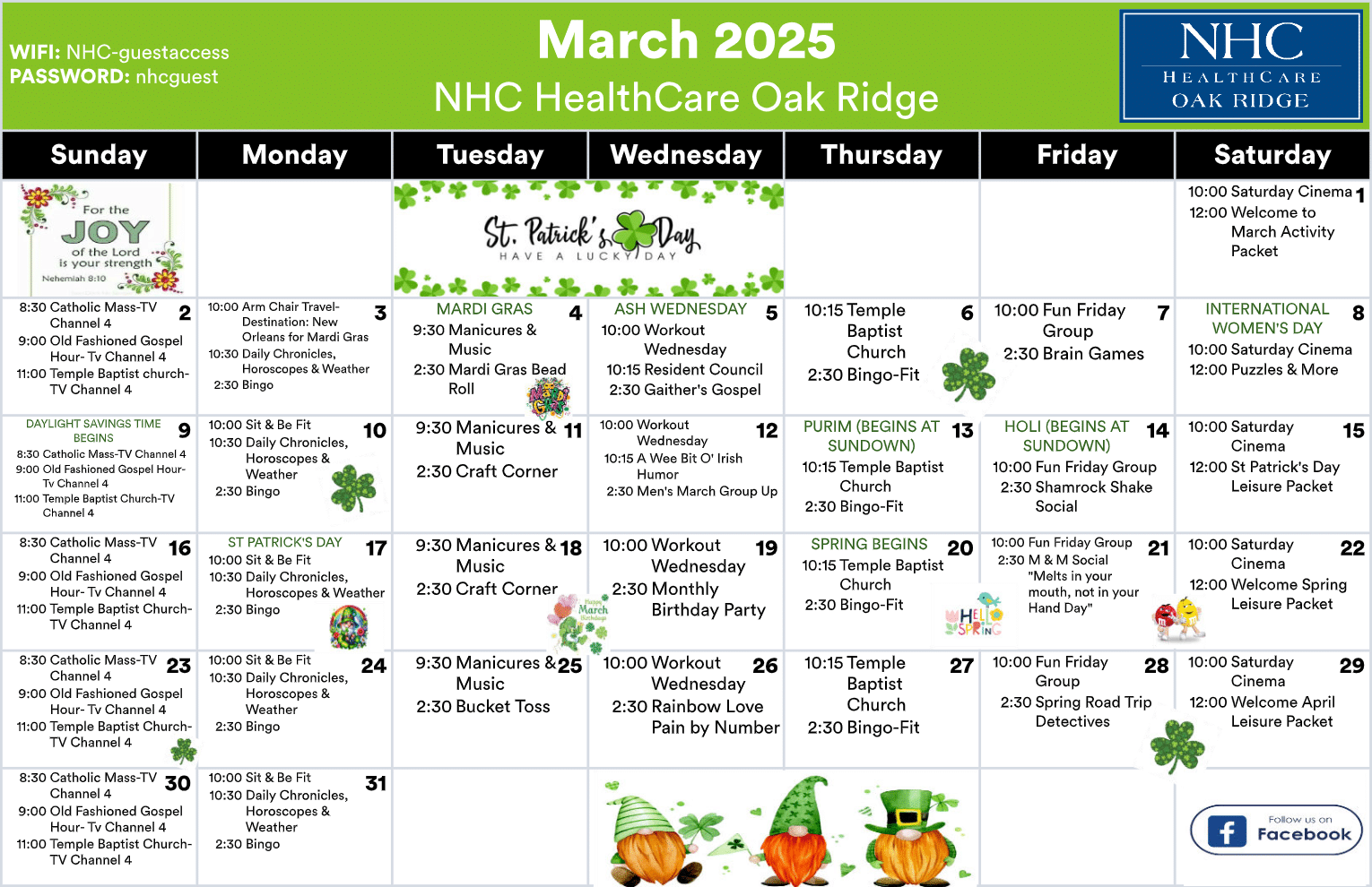 Oak Ridge March Family Newsletter & Activity Calendar - NHCCare.com