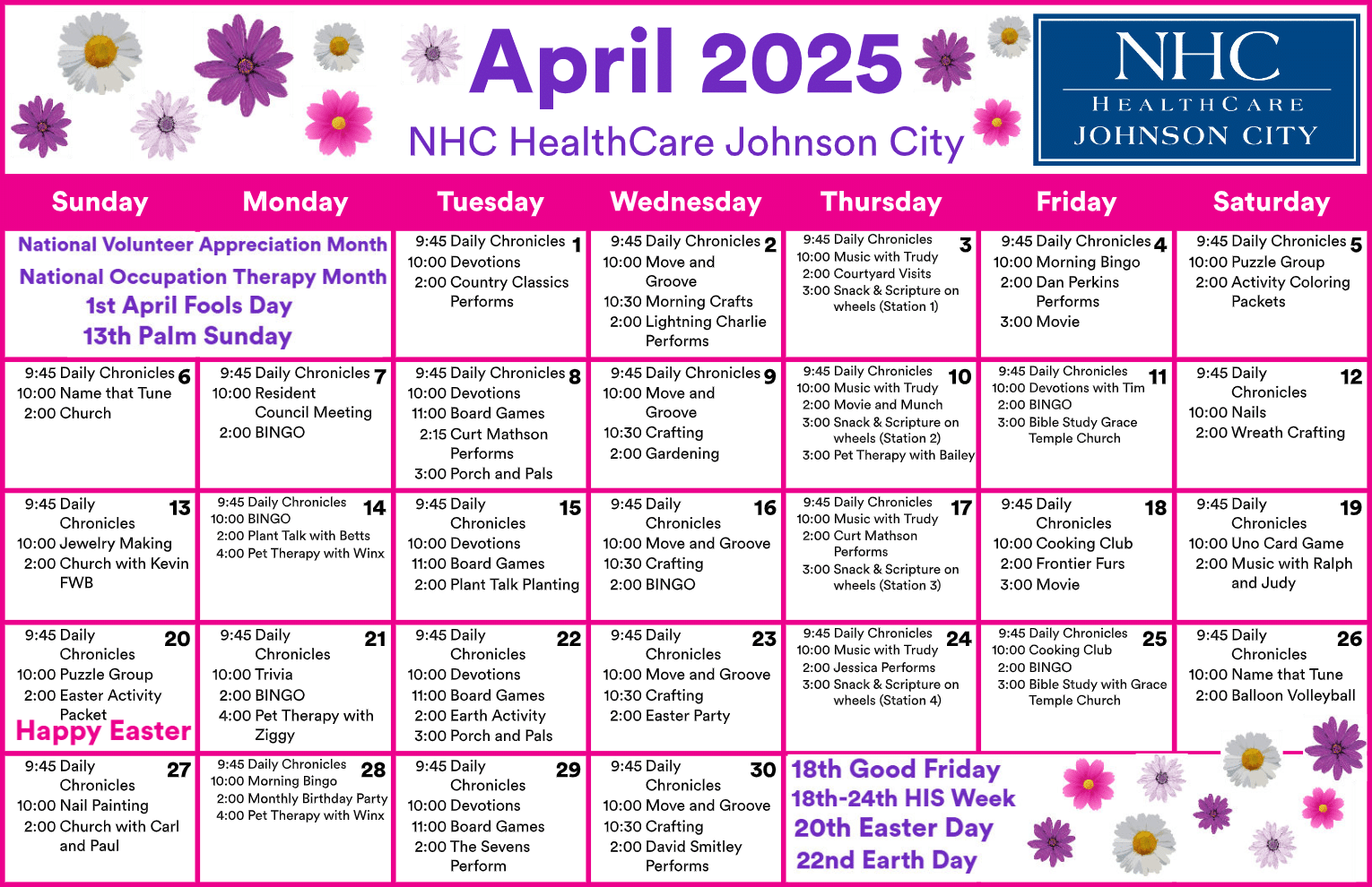 Johnson City Newsletter & Activity Calendar - NHCCare.com